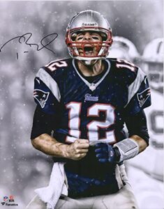 tom brady new england patriots autographed 16" x 20" screaming photograph - autographed nfl photos