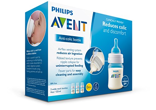 Philips Avent Anti-colic Baby Bottles Clear, 4oz, 3 Piece