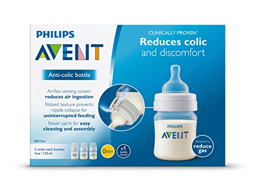 Philips Avent Anti-colic Baby Bottles Clear, 4oz, 3 Piece