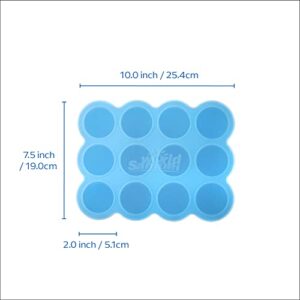 Samuelworld Baby Food Storage Container, 12 Portions x 2.5oz - BPA Free Silicone Freezer Tray with Clip-On Lid for Breast Milk Storage, Homemade Baby Food, Vegetable & Fruit Purees - Blue