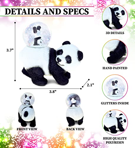 COTA Global Panda Snow Globe - Wildlife Animal Water Globe Figurine with Sparkling Glitter, Zoo Collectible Novelty Ornament for Home Decor, for Birthdays, Christmas, Valentine – 45mm