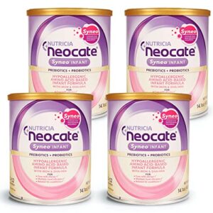 neocate syneo infant - hypoallergenic, amino acid-based baby formula with prebiotics, probiotics and dha/ara - 14.1 oz can (pack of 4)