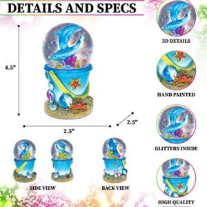 COTA Global Dolphin Sand Bucket Snow Globe - Water Globe Figurine with Sparkling Glitter, Collectible Novelty Ornament for Home Decor, for Birthdays, Christmas, and Valentine's - 65mm