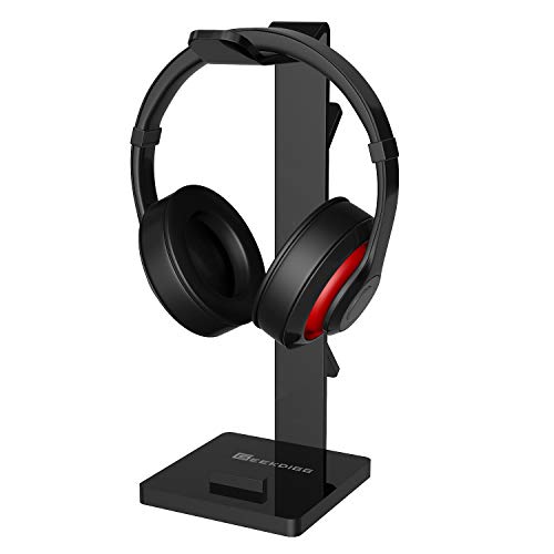 GeekDigg Headphone Stand Gaming Headset Holder for Desk Cable Organizer & Cellphone Stand for All Headphones Size Headphone Holder Set Gaming PC Accessories Gaming Station – Black