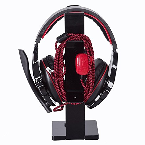 GeekDigg Headphone Stand Gaming Headset Holder for Desk Cable Organizer & Cellphone Stand for All Headphones Size Headphone Holder Set Gaming PC Accessories Gaming Station – Black