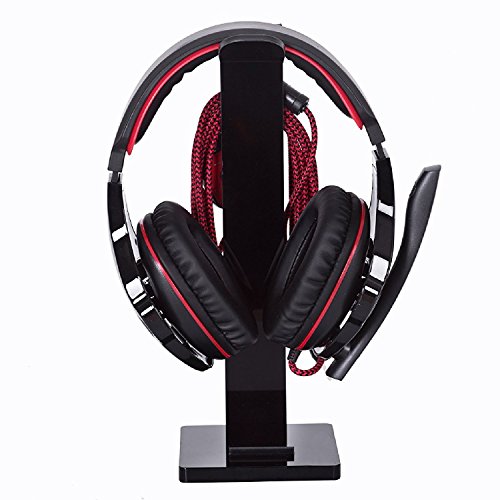 GeekDigg Headphone Stand Gaming Headset Holder for Desk Cable Organizer & Cellphone Stand for All Headphones Size Headphone Holder Set Gaming PC Accessories Gaming Station – Black