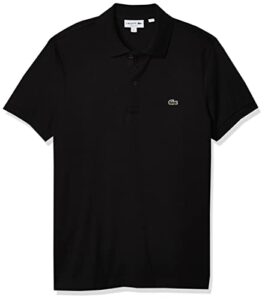 lacoste men's short sleeve pima jersey interlock regular fit polo, black, x-large