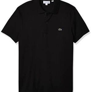 Lacoste Men's Short Sleeve Pima Jersey Interlock Regular Fit Polo, Black, X-Large