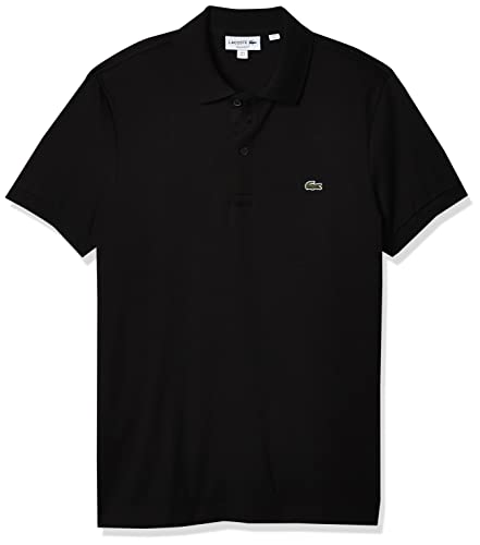 Lacoste Men's Short Sleeve Pima Jersey Interlock Regular Fit Polo, Black, X-Large