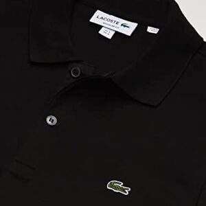 Lacoste Men's Short Sleeve Pima Jersey Interlock Regular Fit Polo, Black, X-Large