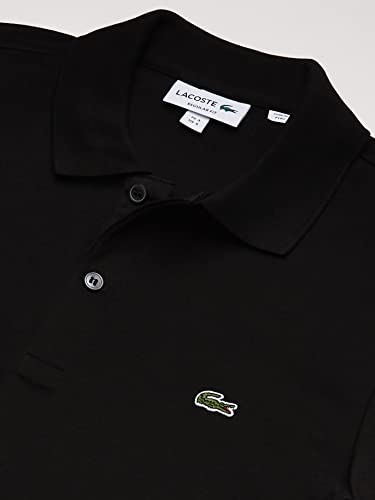 Lacoste Men's Short Sleeve Pima Jersey Interlock Regular Fit Polo, Black, X-Large