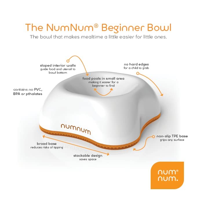 NumNum Beginner Bowl | Baby Bowl | BPA Free Silicone Self Feeding Baby + Toddler Dish | Baby Led Weaning Bowl for Kids Ages 6 Months+