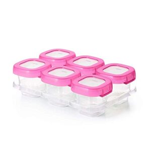 oxo tot 2 ounce baby blocks food storage containers, pink