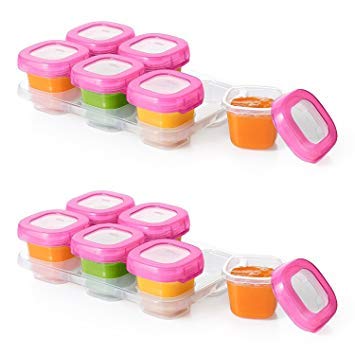 OXO Tot 2 ounce Baby Blocks Food Storage Containers, Pink