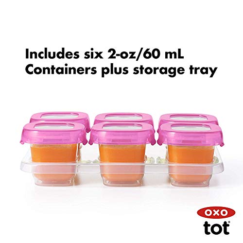 OXO Tot 2 ounce Baby Blocks Food Storage Containers, Pink