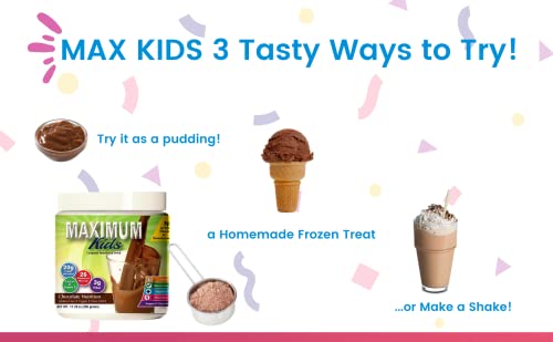 Maximum Kids Complete Organic Powder Mix. Great Tasting, Easy to use, Complete Nutritional Drink with 26 Vitamins and Minerals, 20g of Plant Protein, 3g of Fiber. Kid Tested. Parents Approved.