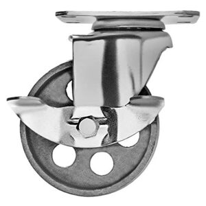 4 All Steel Swivel Plate Caster Wheels w Brake Lock Heavy Duty High-gauge Steel Gray (3" With Brake)