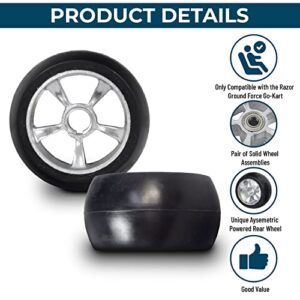 AlveyTech Solid Rear Wheels - 4 1/2" x 2 1/2" fits the Razor Ground Force Electric Go-Kart, Replacement Drifter Tire Assembly, Hub Set, Back Cart Wheel, Power E-Scooter, Trike Parts