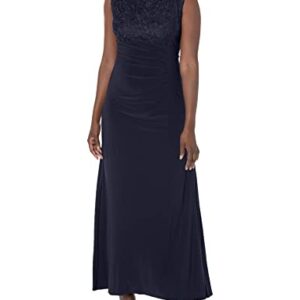 Alex Evenings Women's Long Cowl Back Dress (Petite and Regular), Navy, 14