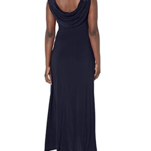 Alex Evenings Women's Long Cowl Back Dress (Petite and Regular), Navy, 14