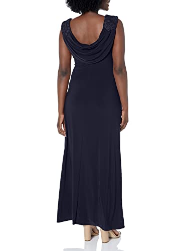 Alex Evenings Women's Long Cowl Back Dress (Petite and Regular), Navy, 14