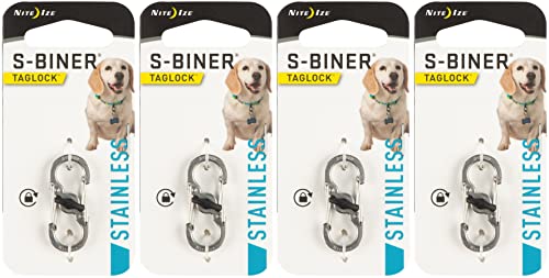 Nite Ize S-Biner TagLock Stainless Steel Locking Biner for Dog Collar (4-Pack)4