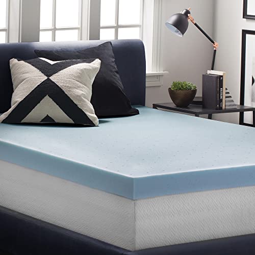 LUCID 4 Inch Gel Memory Foam Mattress Topper, Ventilated Design, Ultra Plush, CertiPUR-US Certified, Twin XL, Blue