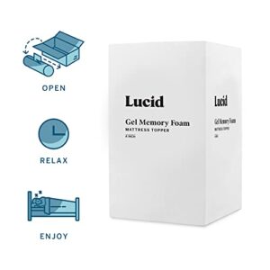 LUCID 4 Inch Gel Memory Foam Mattress Topper, Ventilated Design, Ultra Plush, CertiPUR-US Certified, Twin XL, Blue