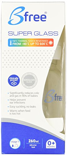 Bfree Borosilicate Super Glass BPA-Free Anti-Colic Baby Bottle (Borosilicate 8.8 fl.oz)