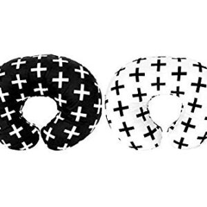 Mila Millie Premium Quality 2 Pack Nursing Pillow Covers Nordic Swiss Black & White Unisex Design Slipcovers - 100% Cotton Hypoallergenic (Black & White)