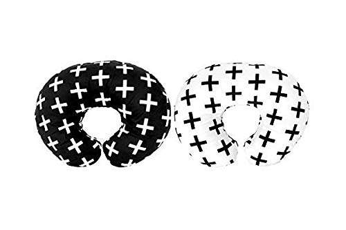 Mila Millie Premium Quality 2 Pack Nursing Pillow Covers Nordic Swiss Black & White Unisex Design Slipcovers - 100% Cotton Hypoallergenic (Black & White)