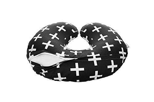 Mila Millie Premium Quality 2 Pack Nursing Pillow Covers Nordic Swiss Black & White Unisex Design Slipcovers - 100% Cotton Hypoallergenic (Black & White)