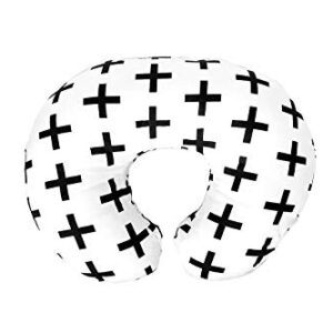 Mila Millie Premium Quality 2 Pack Nursing Pillow Covers Nordic Swiss Black & White Unisex Design Slipcovers - 100% Cotton Hypoallergenic (Black & White)