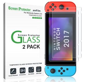 amfilm tempered glass screen protector for nintendo switch 2017 (2-pack)