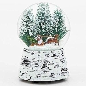 horse sleigh snow 5.5 inch resin musical glitterdome water globe plays over the river