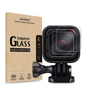 (pack of 3) tempered glass screen protector for gopro hero 4 session hero 5 session, akwox 0.3mm 9h hard scratch-resistant camera lens film for gopro hero4 session/hero5 session camera accessories