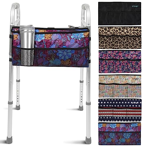 Vive Walker Bag - Accessories Wheelchair Basket Pouch (Water Resistant) - Seniors Caddy Accessory Attachment for Folding, Rolling Walkers - Carry Storage Carrier Tote - Lightweight, Universal Size