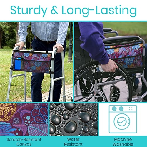 Vive Walker Bag - Accessories Wheelchair Basket Pouch (Water Resistant) - Seniors Caddy Accessory Attachment for Folding, Rolling Walkers - Carry Storage Carrier Tote - Lightweight, Universal Size