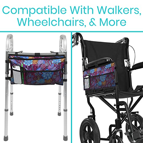 Vive Walker Bag - Accessories Wheelchair Basket Pouch (Water Resistant) - Seniors Caddy Accessory Attachment for Folding, Rolling Walkers - Carry Storage Carrier Tote - Lightweight, Universal Size