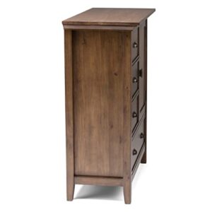 SIMPLIHOME Redmond SOLID WOOD 39 inch Wide Transitional Medium Storage Cabinet in Rustic Natural Aged Brown with 3 Small Drawers, 1 Large Drawer