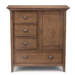 SIMPLIHOME Redmond SOLID WOOD 39 inch Wide Transitional Medium Storage Cabinet in Rustic Natural Aged Brown with 3 Small Drawers, 1 Large Drawer