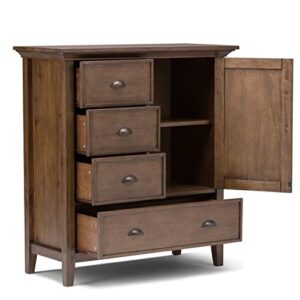 SIMPLIHOME Redmond SOLID WOOD 39 inch Wide Transitional Medium Storage Cabinet in Rustic Natural Aged Brown with 3 Small Drawers, 1 Large Drawer