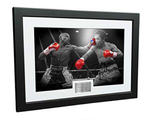 signed 12x8 black boxing floyd mayweather vs manny pacquiao autographed photo photograph football picture frame gift a4