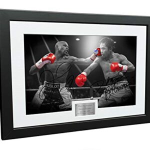 Signed 12x8 Black Boxing Floyd Mayweather vs Manny Pacquiao Autographed Photo Photograph Football Picture Frame Gift A4