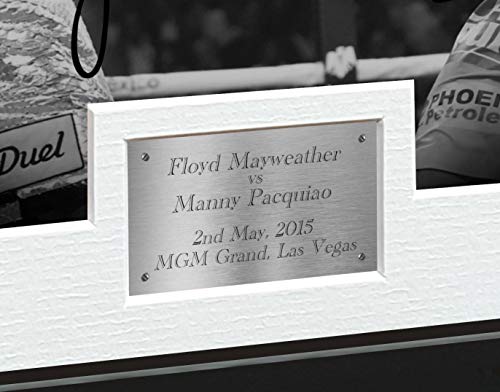 Signed 12x8 Black Boxing Floyd Mayweather vs Manny Pacquiao Autographed Photo Photograph Football Picture Frame Gift A4