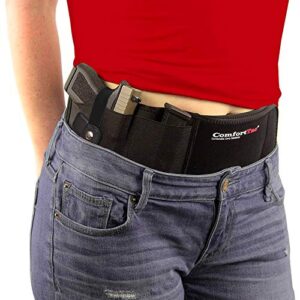 comforttac ultimate belly band gun holster for concealed carry | compatible with smith and wesson, shield, glock 19, 17, 42, 43, p238, ruger lcp, and similar guns for men and women (black, xl, right)