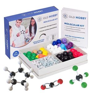 old nobby organic chemistry model kit (239 pc) - molecular models kit with atoms, bonds, instructions - stem science kits for kids toys chemistry set for students, ochem teachers, young scientists