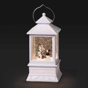 christmas by roman inc., confetti lites collection, 8.5" h led lantern with snowman, lantern, snow globe, holiday home décor, santa, cardinal, nutcracker, snowman, reindeer (4x4x8.5)