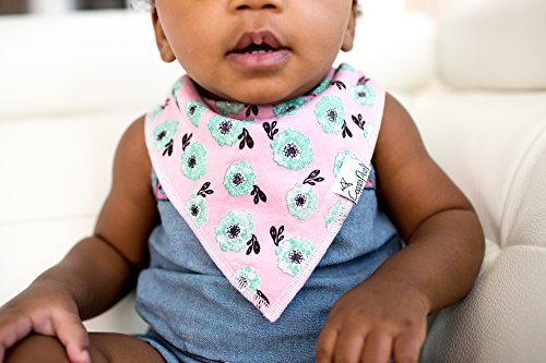 Copper Pearl Baby Bandana Drool Bibs for Drooling and Teething 4 Pack Gift Set “Bloom, Soft Set of Cloth Bandana Bibs for Any Baby Girl or Boy, Cute Registry Ideas for Baby Shower Gifts