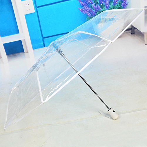 WerFamily Clear Transparent Folding Auto Open Auto Close Umbrella Rainy